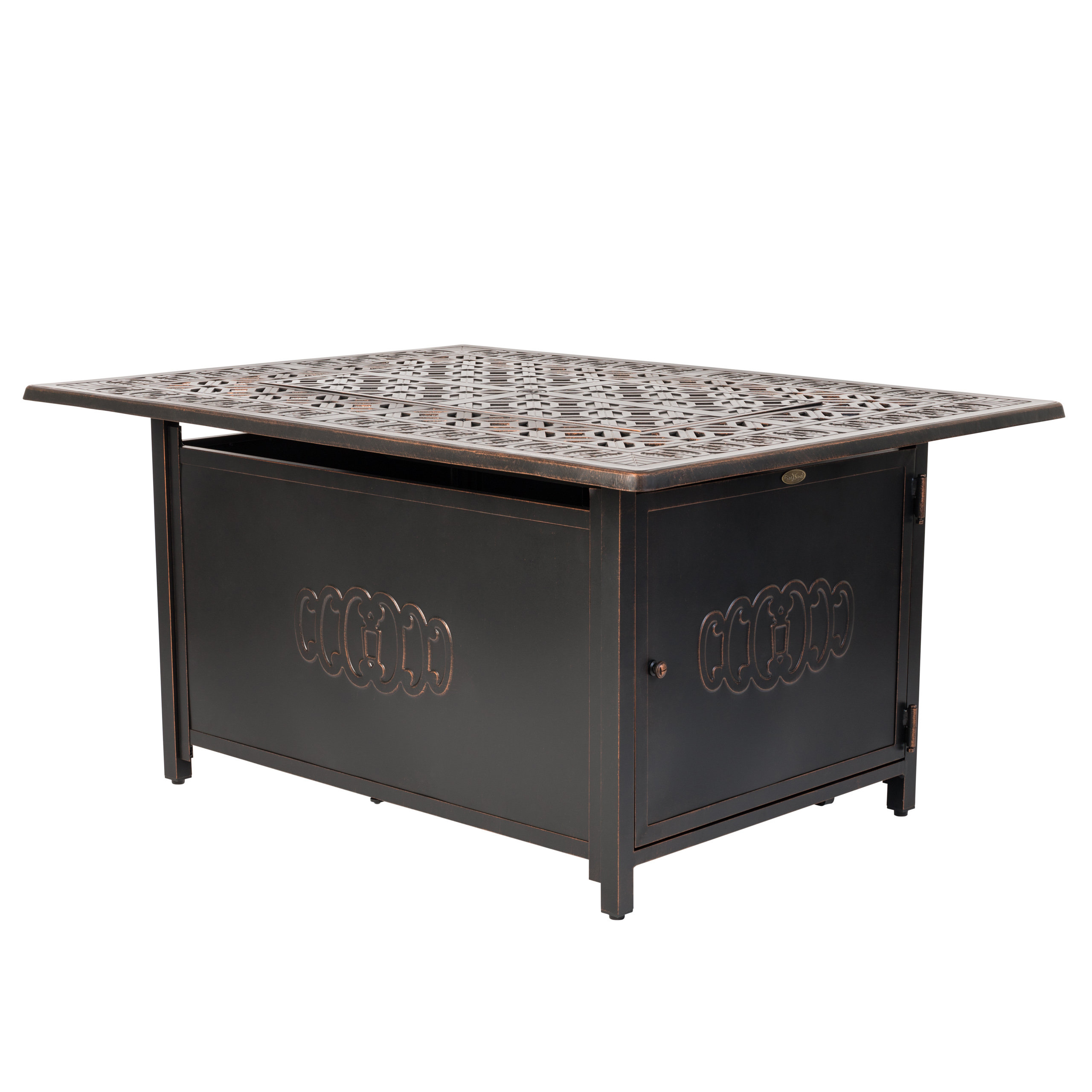 Ebern Designs Losoto Fire Sense Aluminum Convertible Gas Fire Pit Table 55000 BTU, Nylon Cover ...